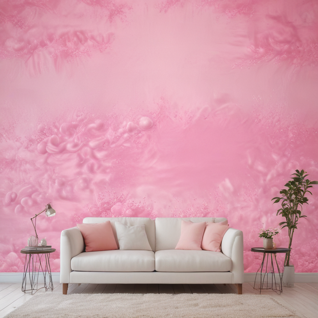 Cozy Living Room with Soft Pink Wall and Stylish Decor Accents