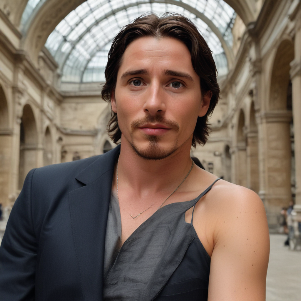 Christian bale as bruce wayne and allison mack together, louvre museum ...