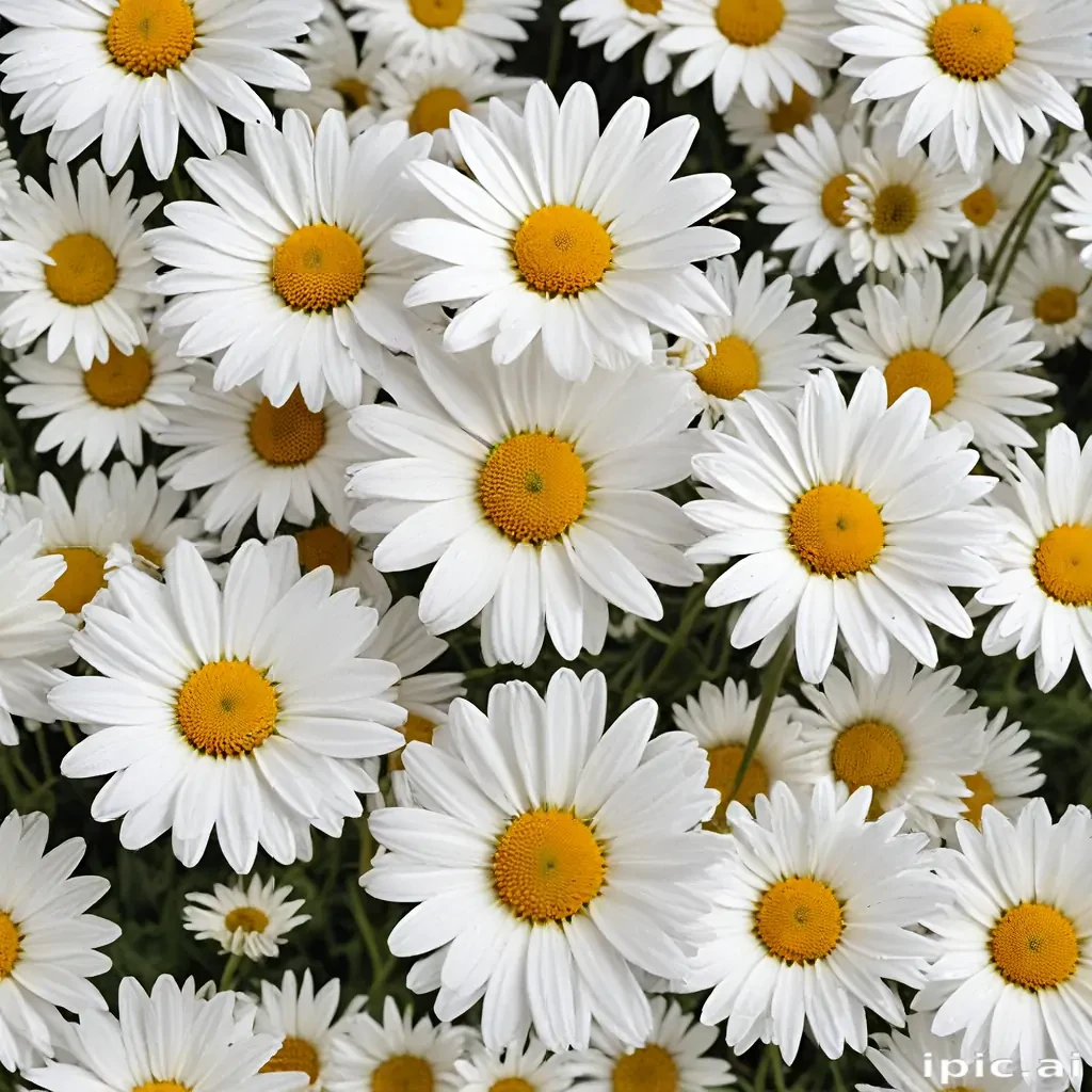 A Vibrant Field of White Daisies in Full Bloom Under Sunny Skies.