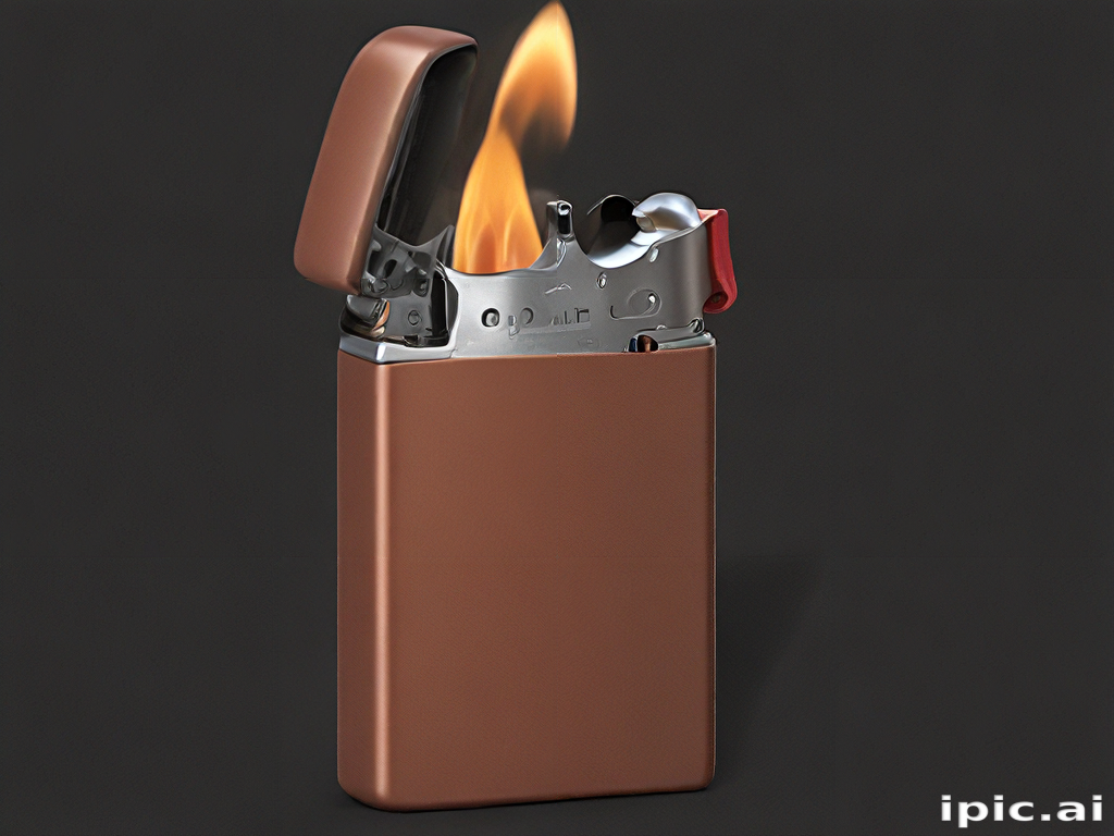 Stylish Lighter with a Bright Flame Against a Dark Background