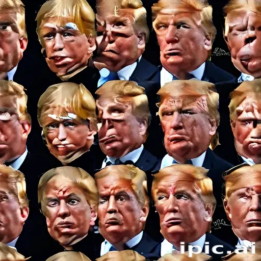 Multiple Distorted Faces of a Recognizable Figure in a Collage Format