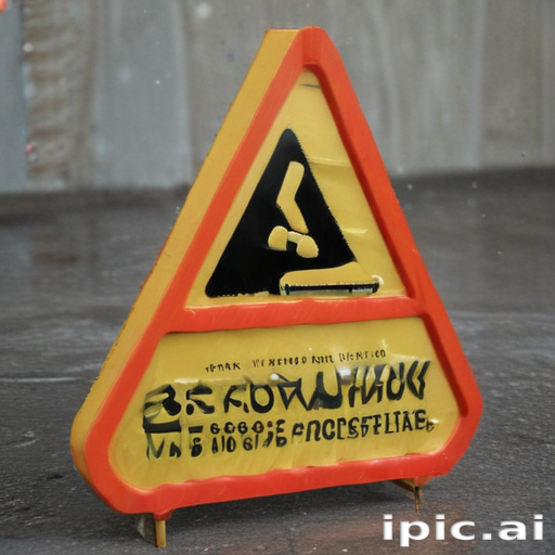 Caution Sign Indicating Ongoing Construction Work in Progress Ahead.