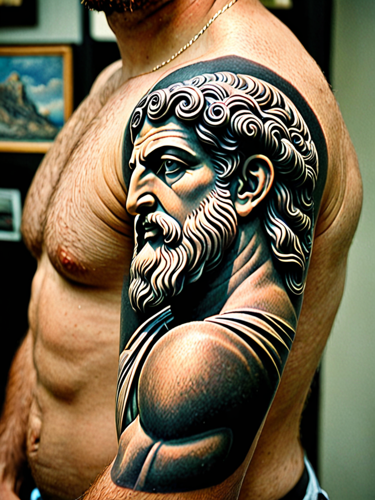 Greek God Arm sleeve Tattoo in realism