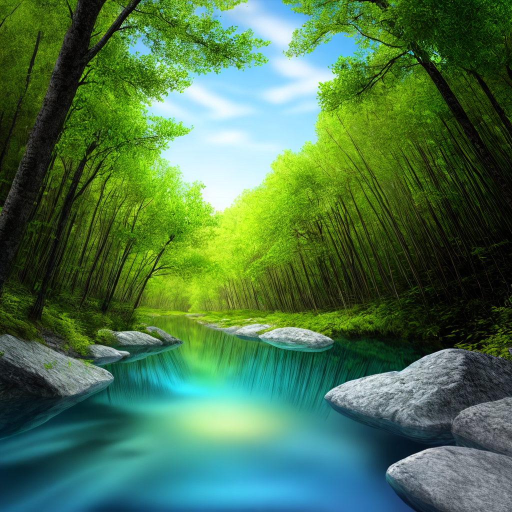 A Spring. The Water is clear. In the forest. Vector style