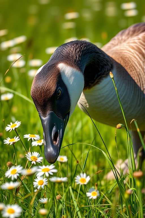 Close-Up of a Majestic Goose with Stunning Features and Colors