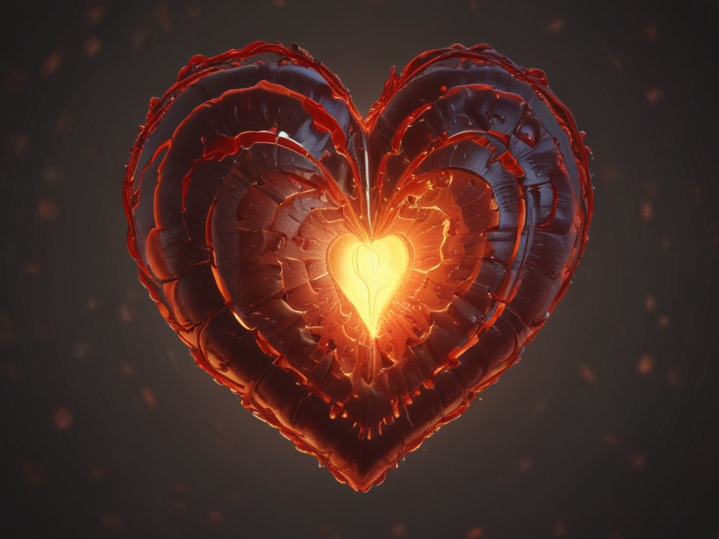 Radiant Heart: A Glowing Core Surrounded by Layered Passion and Love