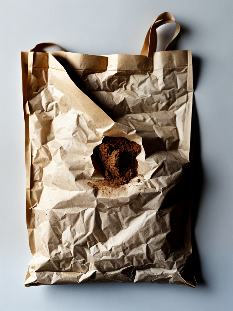 opening a paper bag with soil in it