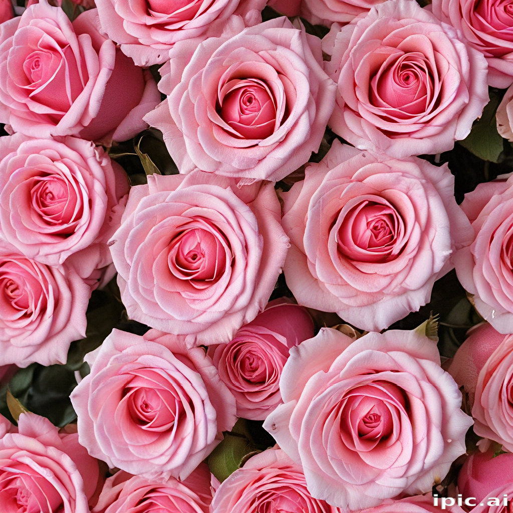 Beautiful Arrangement of Fresh Pink Roses in Full Bloom Display