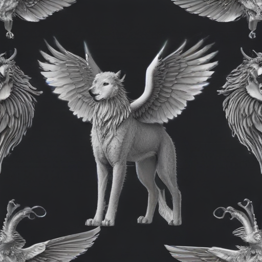 Mythical wolf with wings