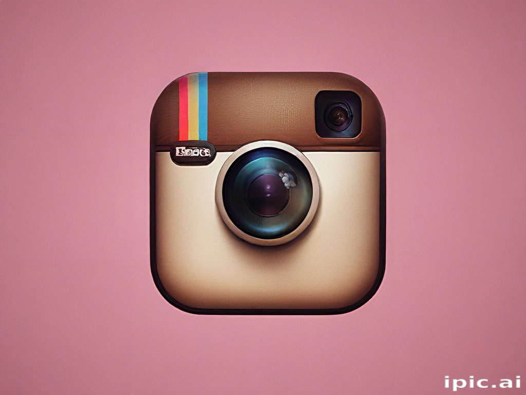 Classic Instagram Logo with Vintage Camera Design on Soft Pink Background