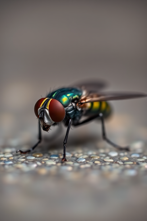 macro shot of a fly on a surface with a shallow depth of field ...