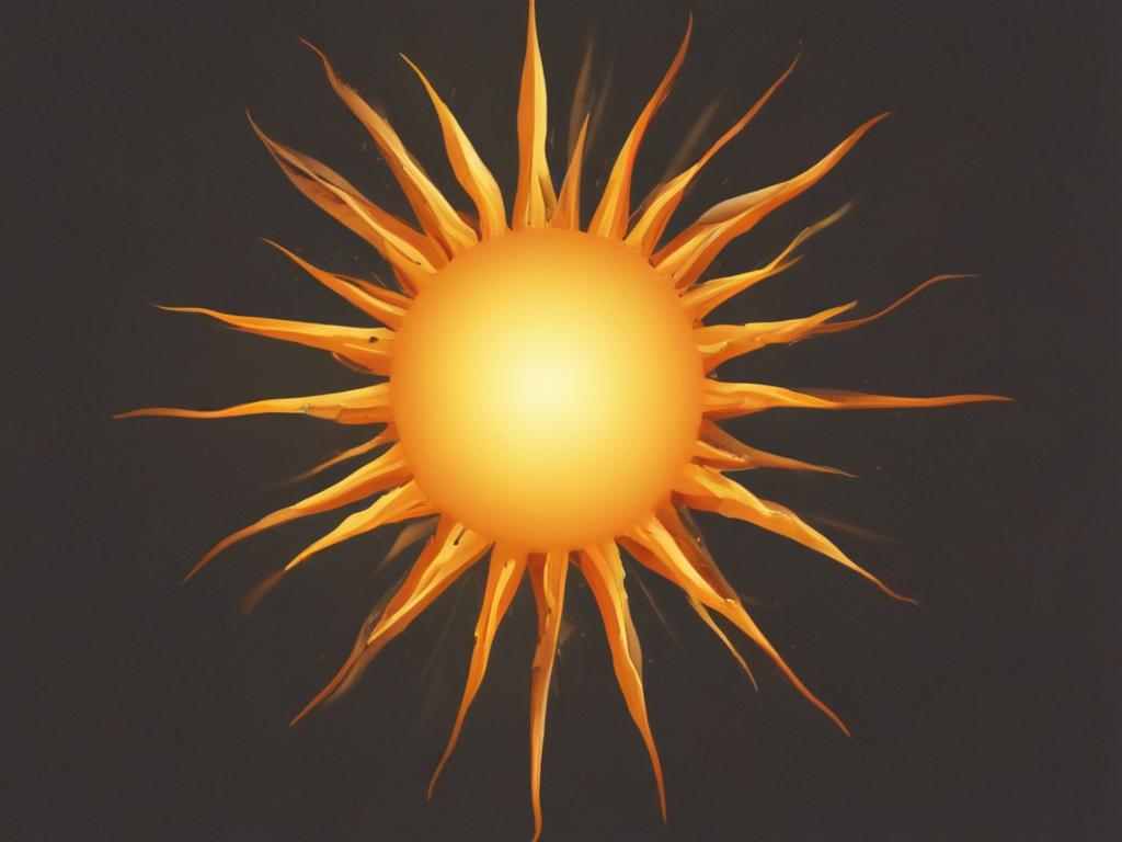 Radiant Sun with Vibrant Rays Illuminating a Dark Background in Art