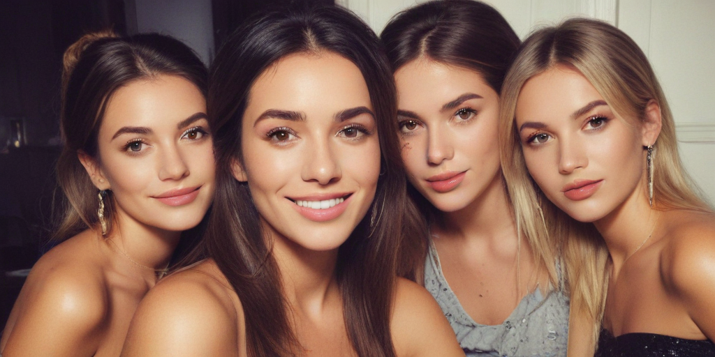Four Friends Smiling Together, Showcasing Their Unique Beauty and Joy