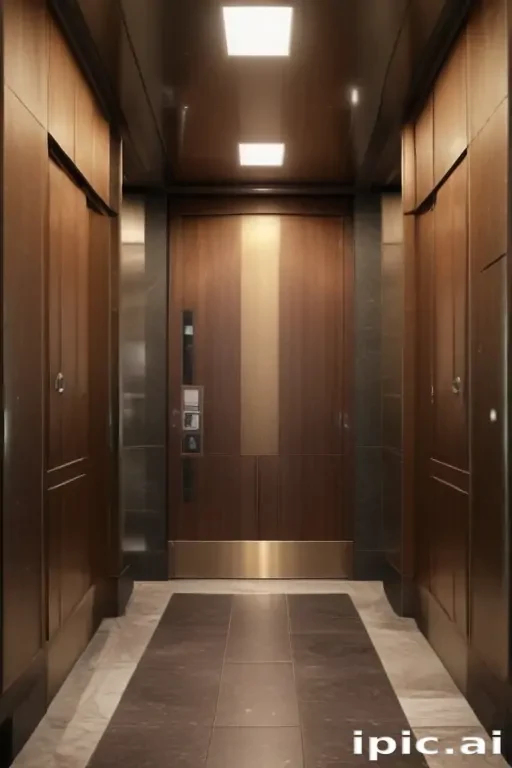 Elegant Interior of a Modern Elevator with Wooden Accents and Soft Lighting