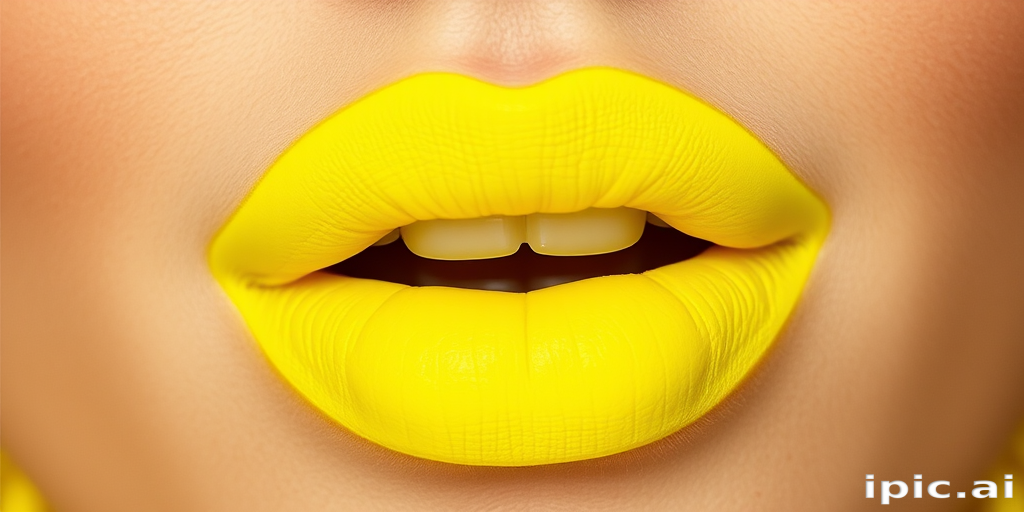 Vibrant Yellow Lips: A Bold Statement in Colorful Makeup Artistry.