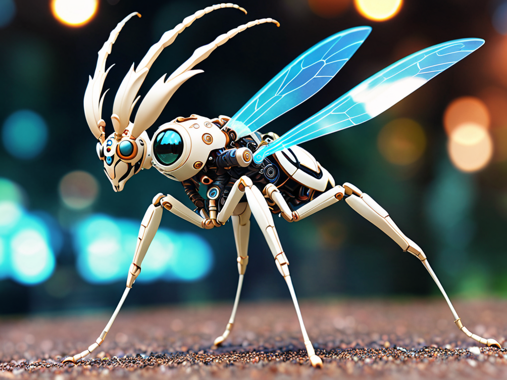 A four-legged insect-like mechanical creature, crackling with magical ...
