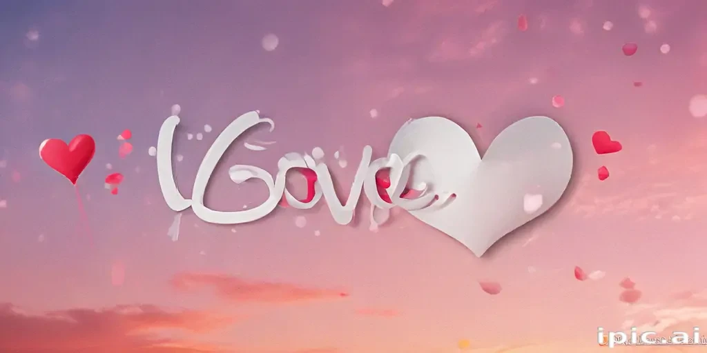 Beautiful Heart and Love Message Against a Soft Pink Sky Background
