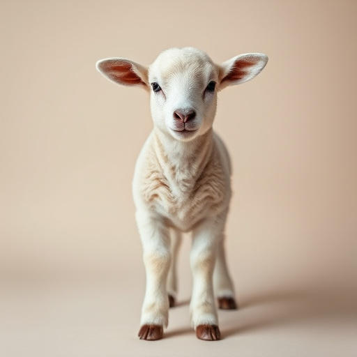 A Cute Little Lamb Standing Proudly Against a Soft, Neutral Background.
