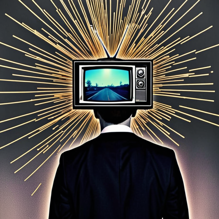 tv on head static surreal art