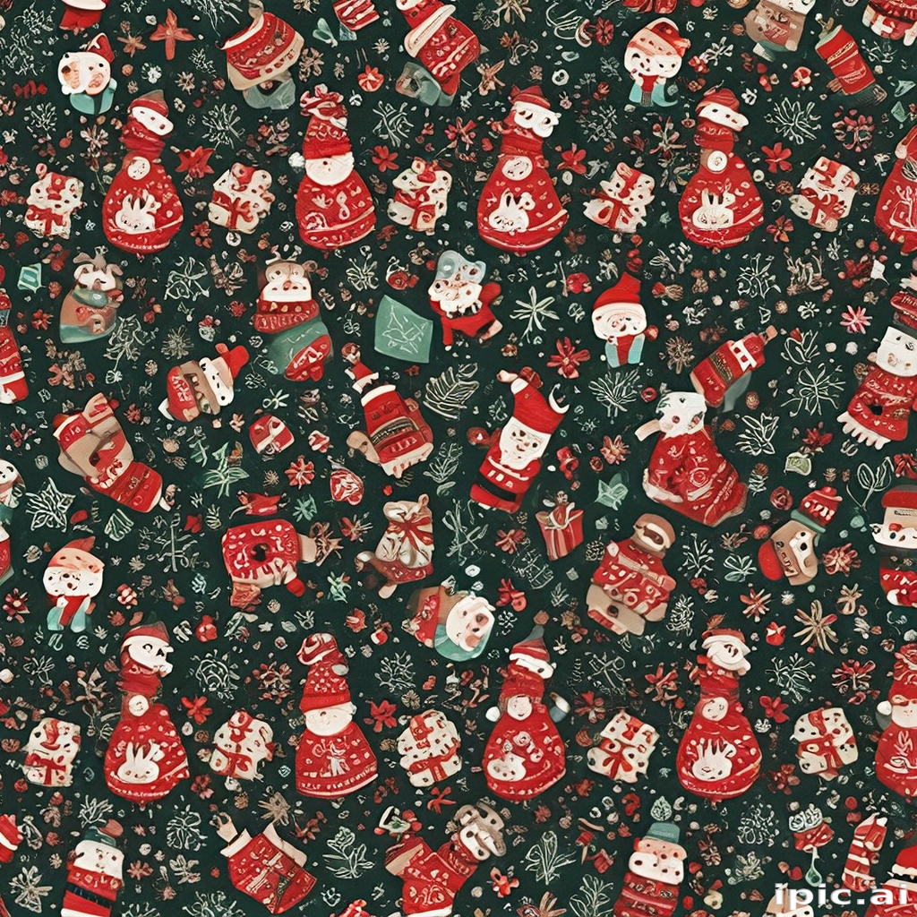 Festive Holiday Pattern Featuring Santa Clauses, Gifts, and Cheerful ...