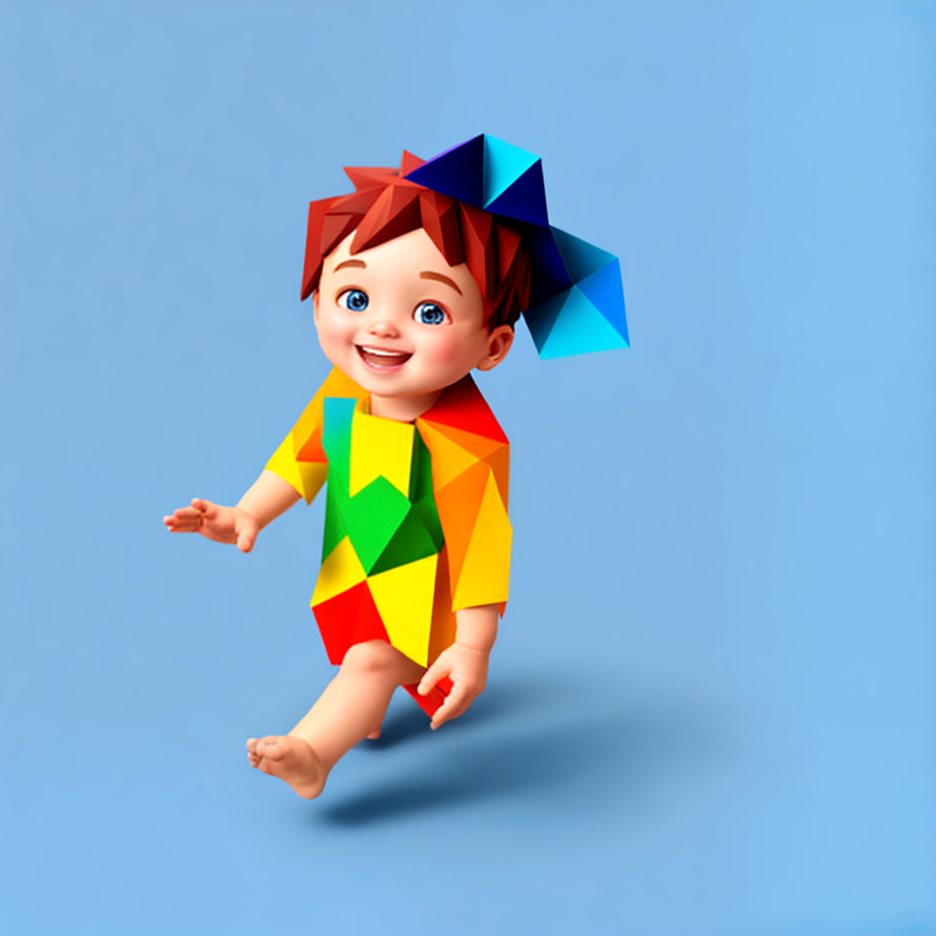Most beautiful Cute Smile Baby, Low Poly art