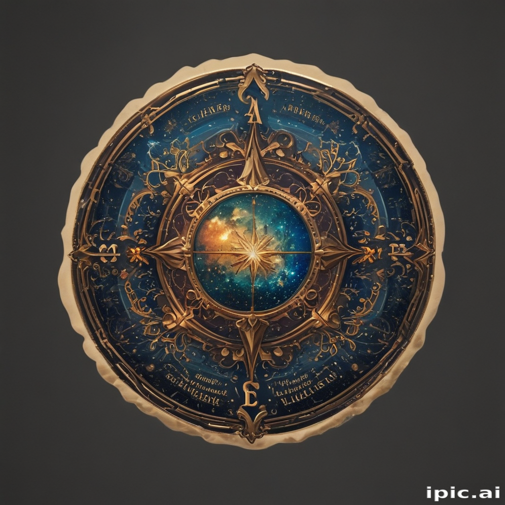 Intricate Celestial Compass Displaying Stars and Cosmic Wonders in ...