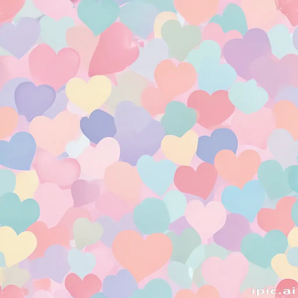 A Colorful Array of Soft, Pastel Hearts in a Whimsical Design.