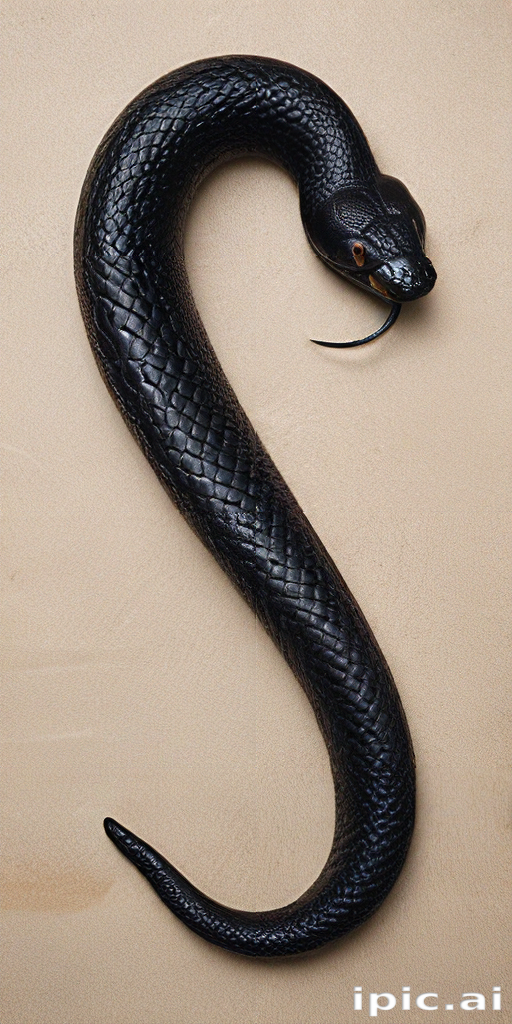 Realistic Black Snake Curving Elegantly on a Smooth Neutral Background