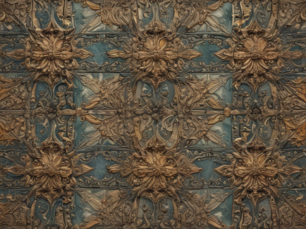 Ornate Decorative Wall Design Featuring Intricate Patterns and Textures.