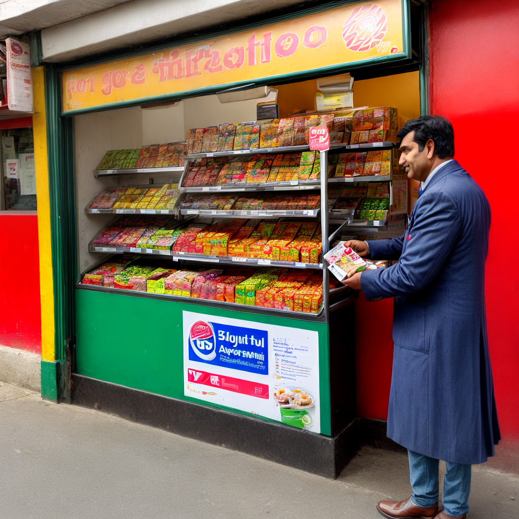 Raj selling sweets at a corner shop