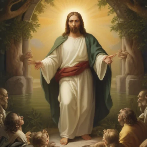 Jesus Christ Welcoming Followers with Open Arms in a Serene Setting