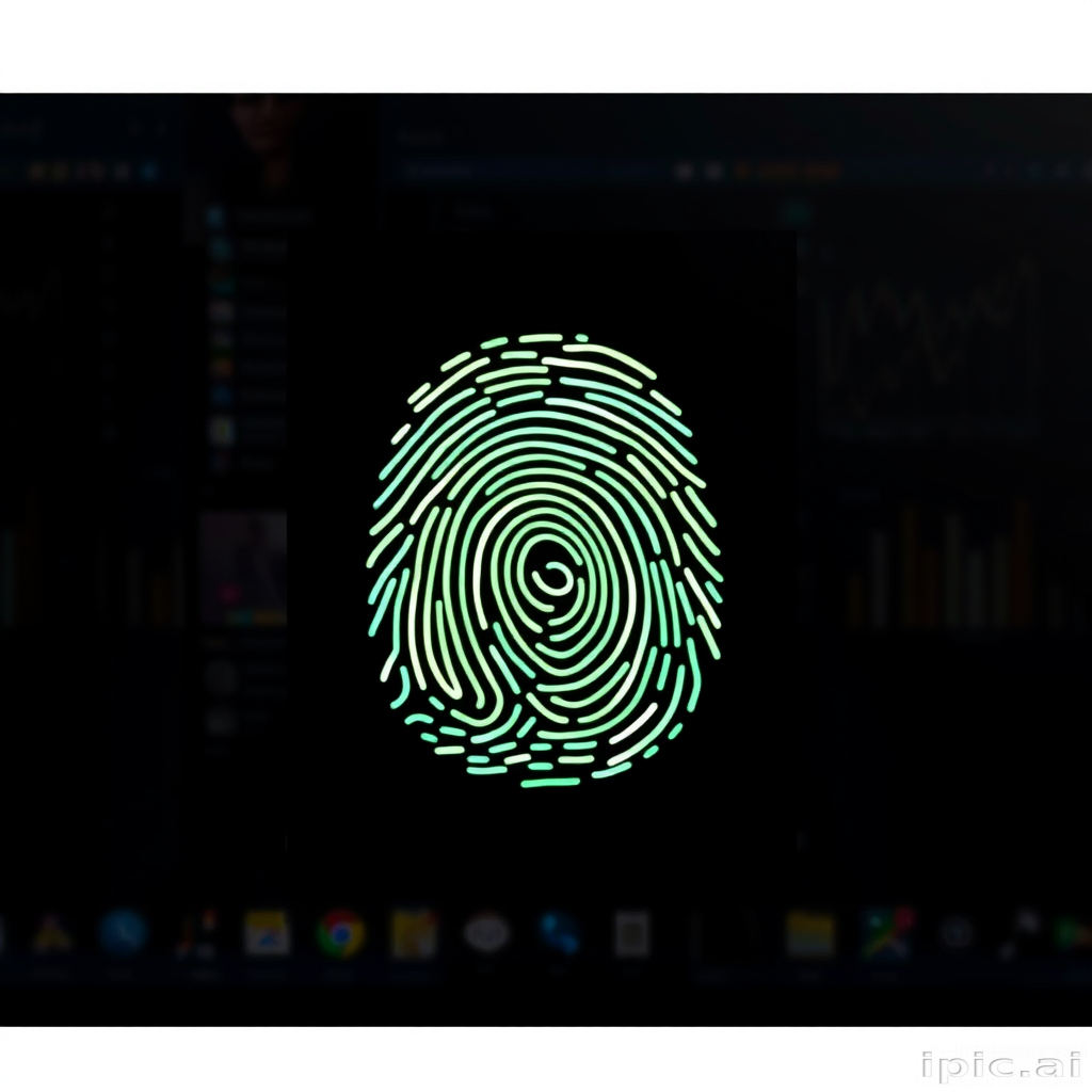 Stylized Fingerprint Design with a Modern Digital Aesthetic Background