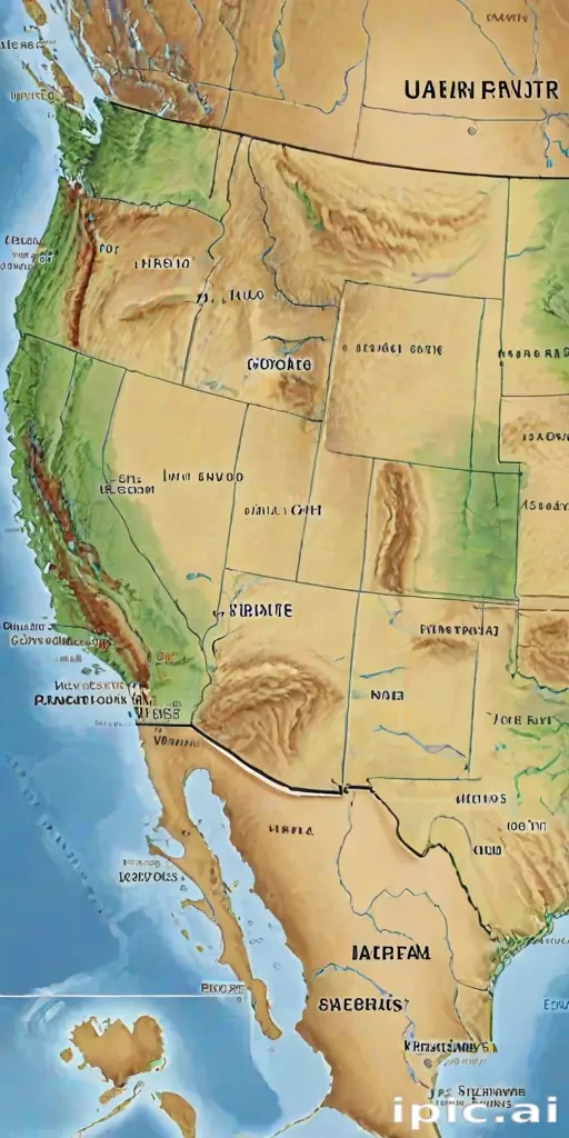 Detailed Topographic Map of the Southwestern United States Featuring ...