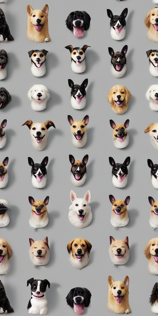 A Playful Collection of Adorable Dog Faces with Happy Expressions.