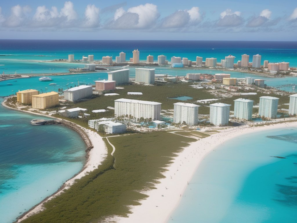 Aerial View of Vibrant Resort Island Surrounded by Turquoise Waters and ...