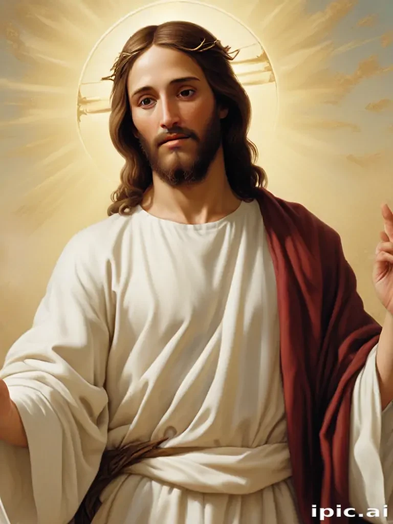 Portrait of Jesus Christ Radiating Peace and Compassion in Divine Light