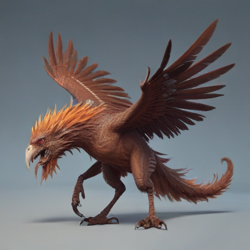 flying creature. Monster with feathers. Monster from games.