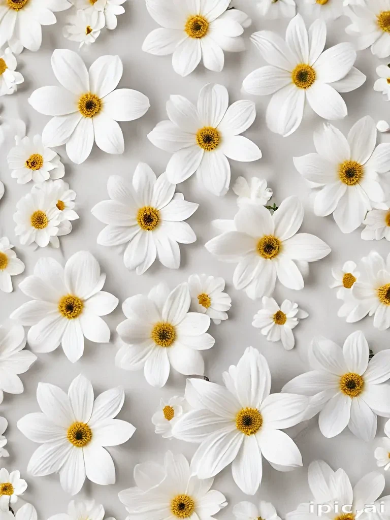 A Beautiful Arrangement of White Flowers with Bright Yellow Centers on ...