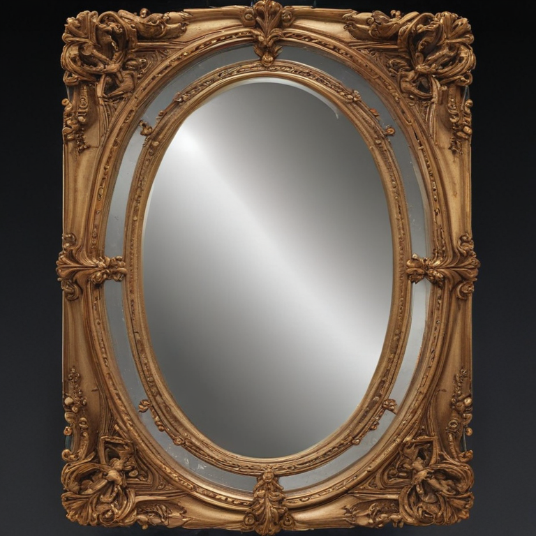 Exquisite Ornate Golden Framed Mirror Reflecting Light with Elegant ...