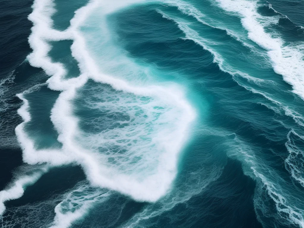 Captivating Ocean Waves Creating Intricate Patterns Against a Deep Blue ...