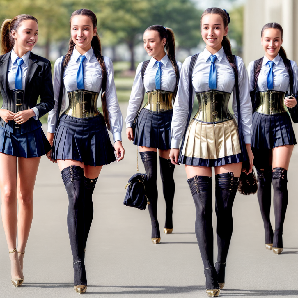 (((high school student))) (((school uniform with corset and high heels ...