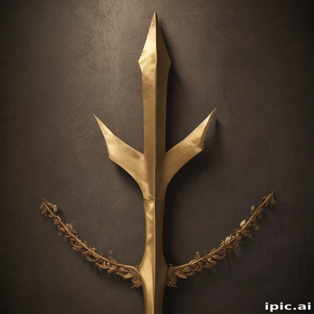 Majestic Golden Trident Displayed Against a Dark Textured Background