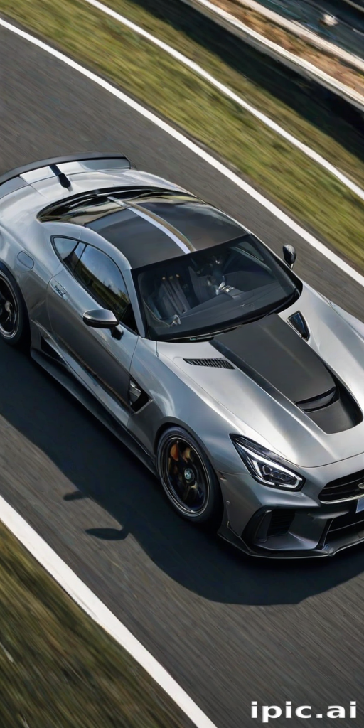 Sleek Silver Sports Car Racing Along a Curved Road on Track.