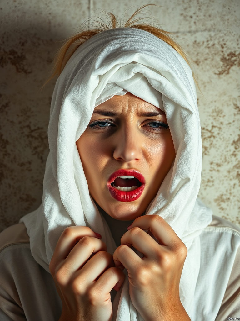 Emotional Expression of Distress and Frustration Captured in a Portrait