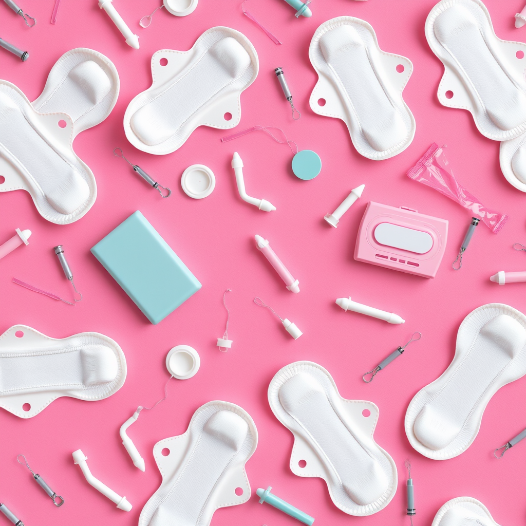An Array of Feminine Hygiene Products and Medical Supplies on Pink ...