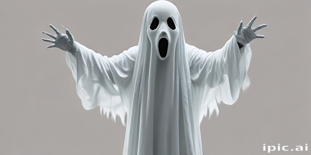Spooky Ghost Figure Emerging from the Shadows with Outstretched Arms