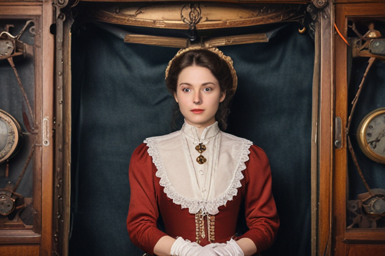 Victorian lady time traveller in spacecraft