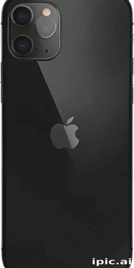 Glossy Black Apple iPhone 12 Back View with Dual Cameras Showcase