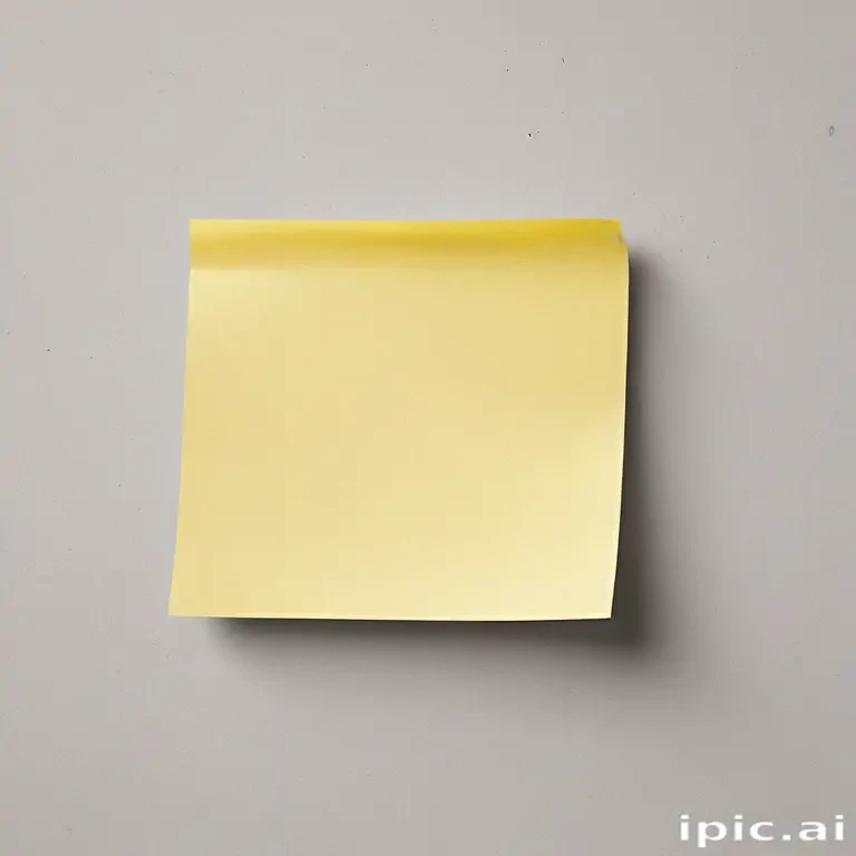 A Bright Yellow Sticky Note Stuck to a Plain Wall Background.
