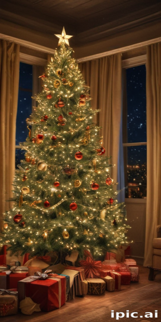 Cozy Christmas Scene Featuring a Beautifully Decorated Tree with Gifts